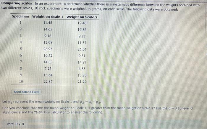 Solved Comparing scales: In an experiment to determine | Chegg.com