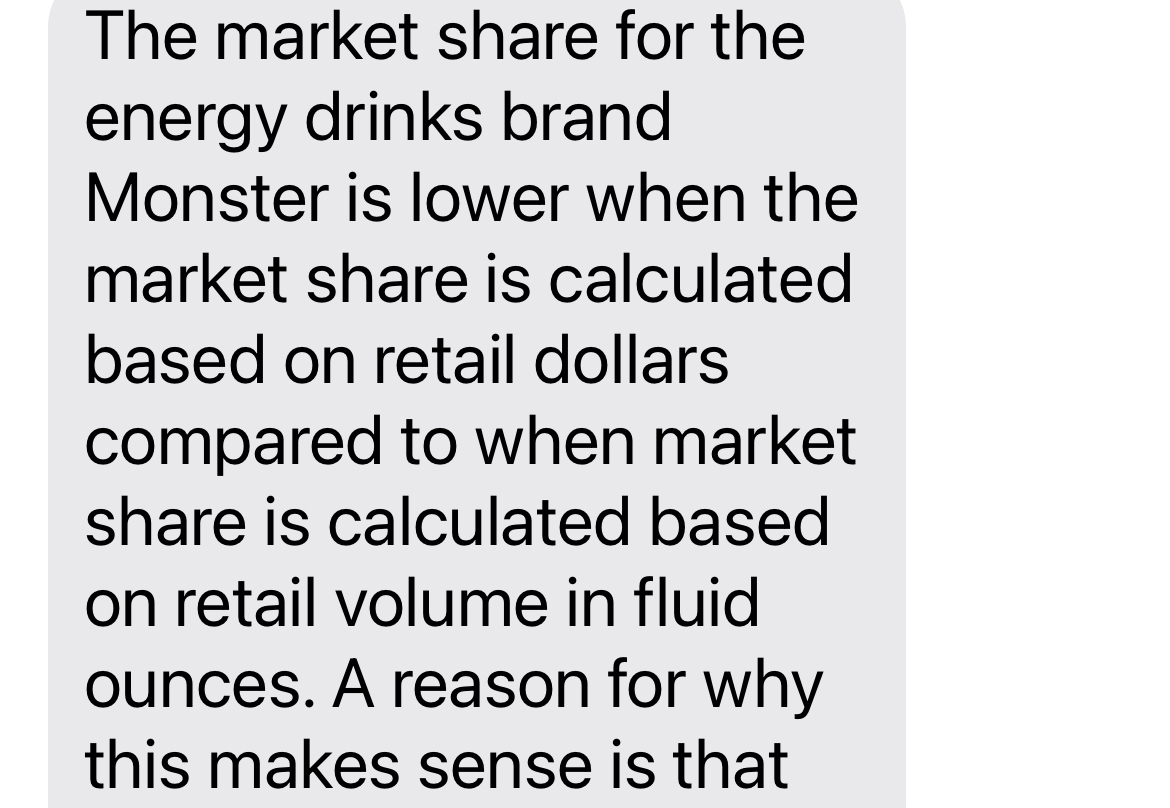 Solved The market share for the energy drinks brand Monster | Chegg.com