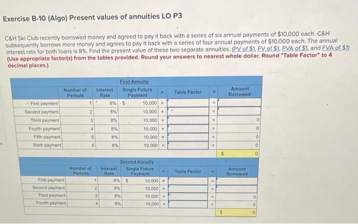 Solved Exercise B-10 (Algo) Present values of annuities LO | Chegg.com