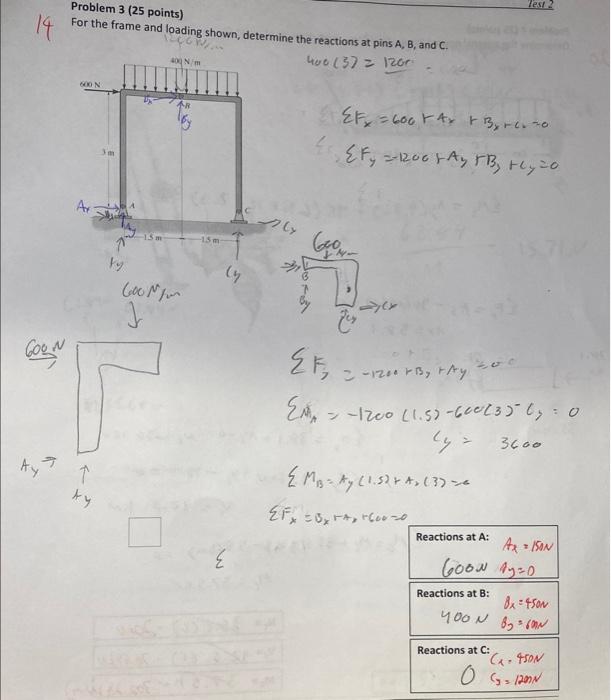 Solved Problem 3 (25 points) For the frame and loading | Chegg.com Solved Problem 3 (25 points) For the frame and loading | Chegg.com