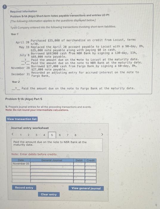 Solved Required information Problem 9-1A (Algo) Short-term | Chegg.com