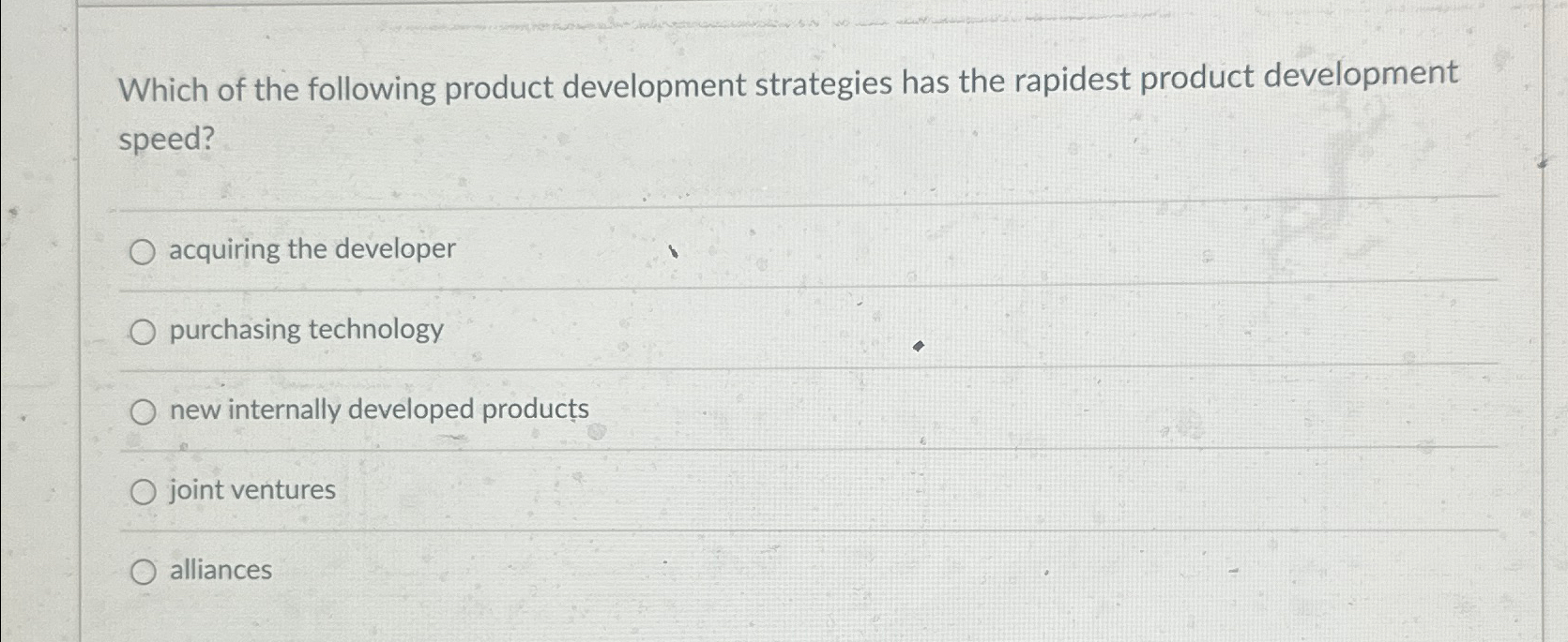 Solved Which of the following product development strategies | Chegg.com