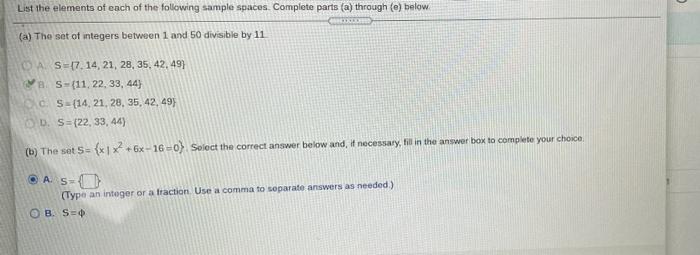 Solved List the elements of each of the following sample | Chegg.com