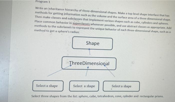 Solved Program 1 Write an inheritance hierarchy of | Chegg.com