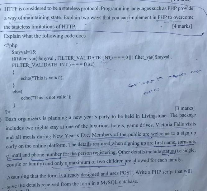 HTTP is considered to be a stateless protocol. | Chegg.com