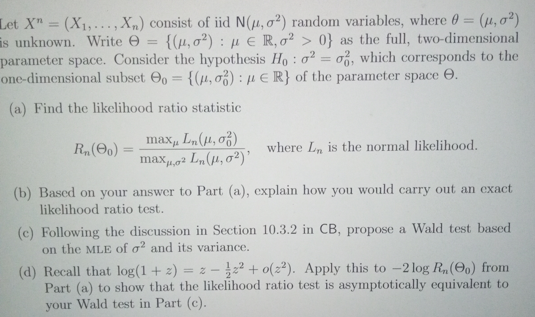 Let xn=(x1,dots,xn) ﻿consist of iid N(μ,σ2) ﻿random | Chegg.com