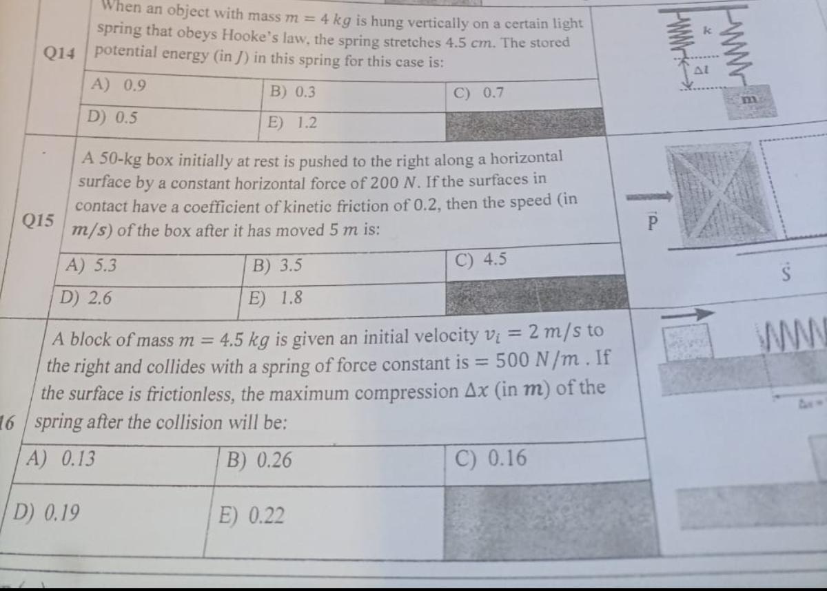 Solved When an object with mass m=4kg ﻿is hung vertically on | Chegg.com