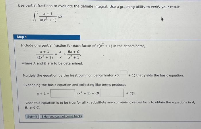Solved Use partial fractions to evaluate the definite | Chegg.com