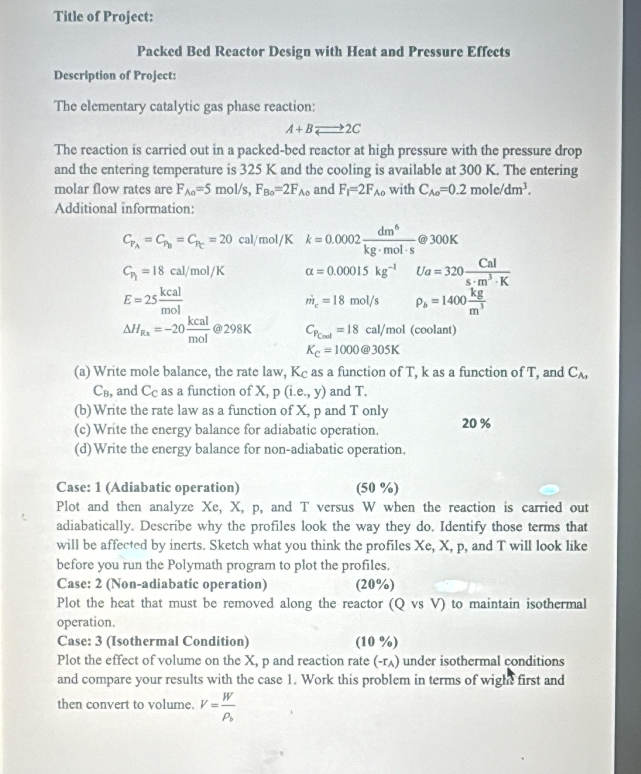 Solved by an EXPERT (SOLVE PLEASE )))!!!Packed Bed Reactor Design with | Chegg.com