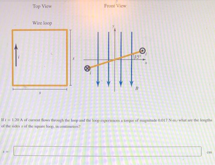 Top View Front View If i=1.20 A of current flows | Chegg.com