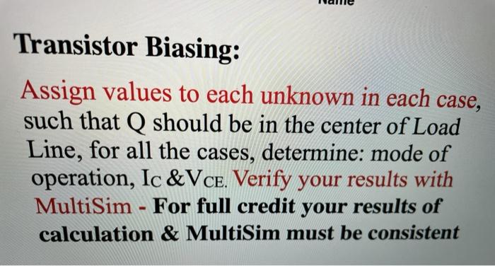 Solved 3. Transistor Voltage Divider Biasing For this | Chegg.com