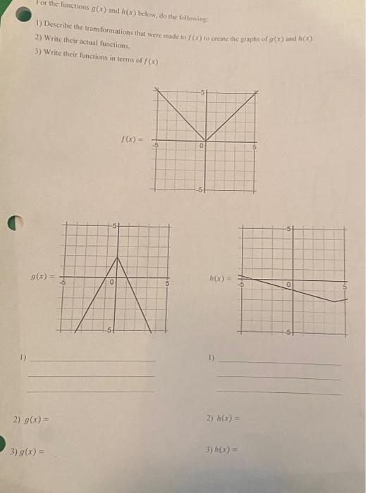Solved For the functions \\( g(x) \\) and \\( h(x) \\) | Chegg.com