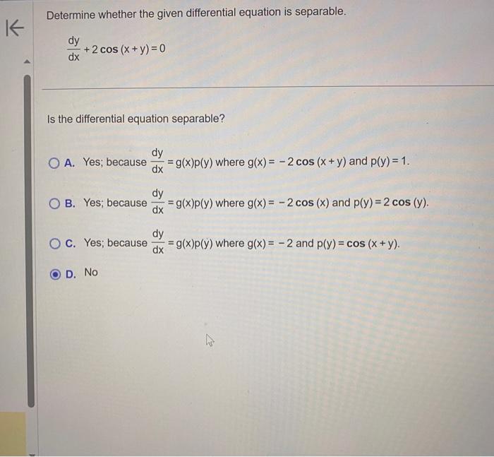 Solved Determine Whether The Given Differential Equation Is
