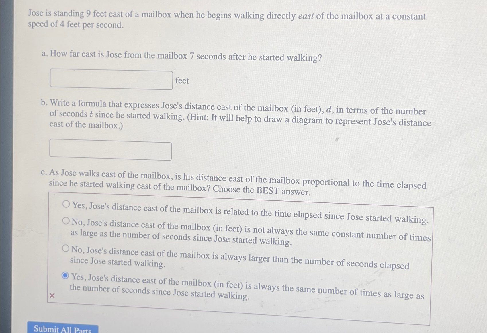 Solved Jose is standing 9 ﻿feet east of a mailbox when he | Chegg.com