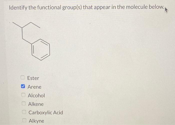 Solved Identify the functional group(s) that appear in the | Chegg.com