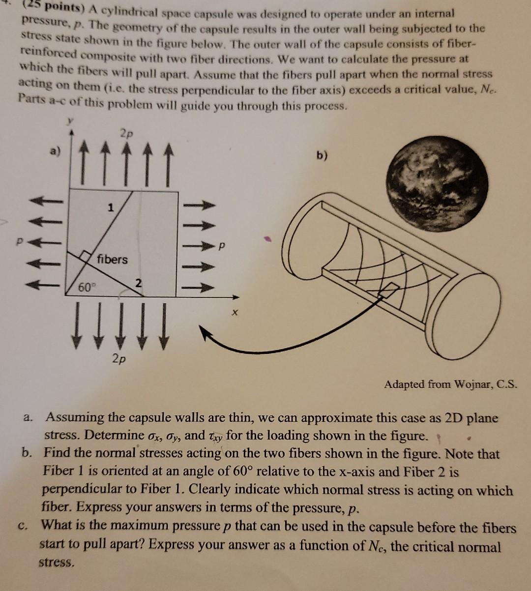 Solved 25 points) A cylindrical space capsule was designed | Chegg.com