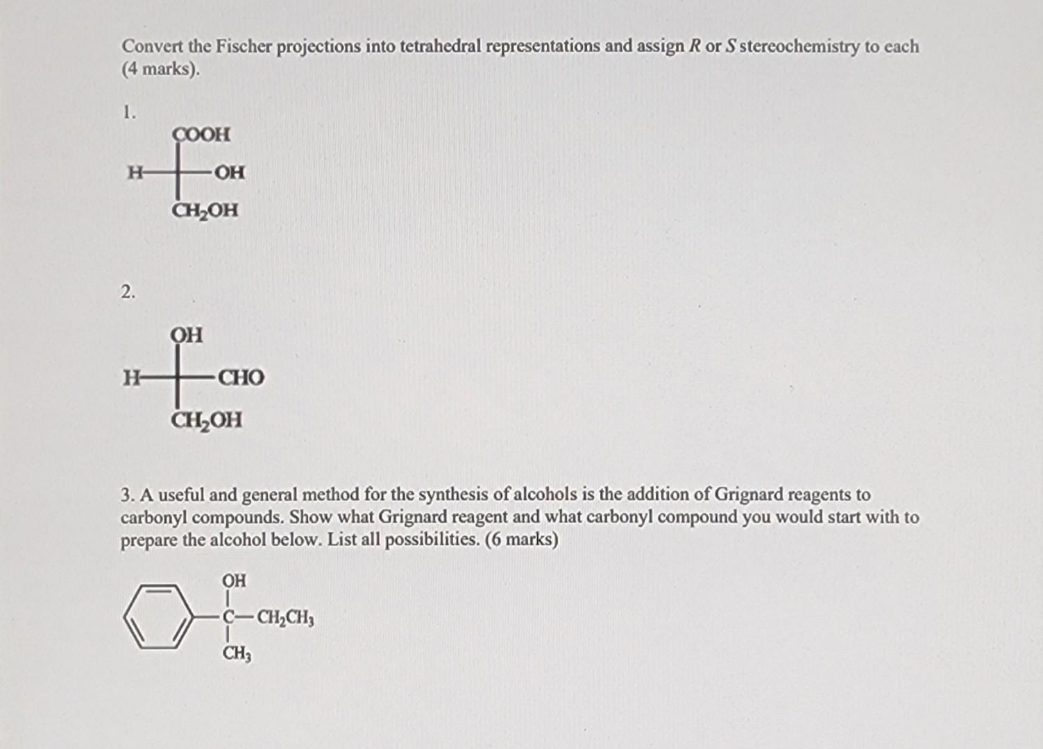 Solved Convert the Fischer projections into tetrahedral | Chegg.com