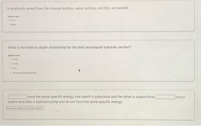 Solved In gradually varied flow, the channel bottom, water | Chegg.com