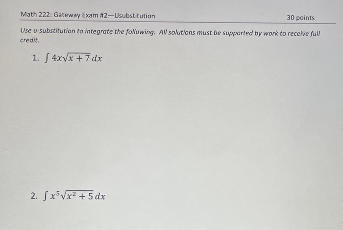 Solved Use u-substitution to integrate the following. All | Chegg.com
