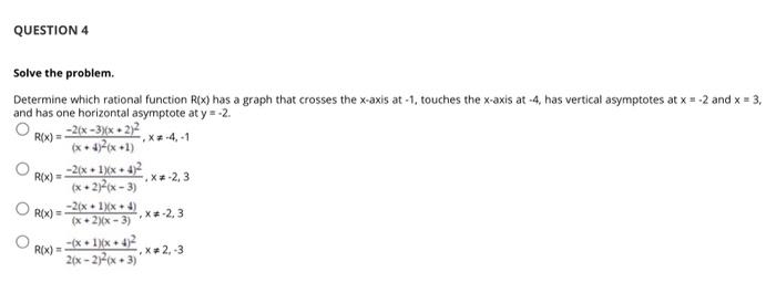 Solved Determine which rational function \\( R(x) \\) has a | Chegg.com