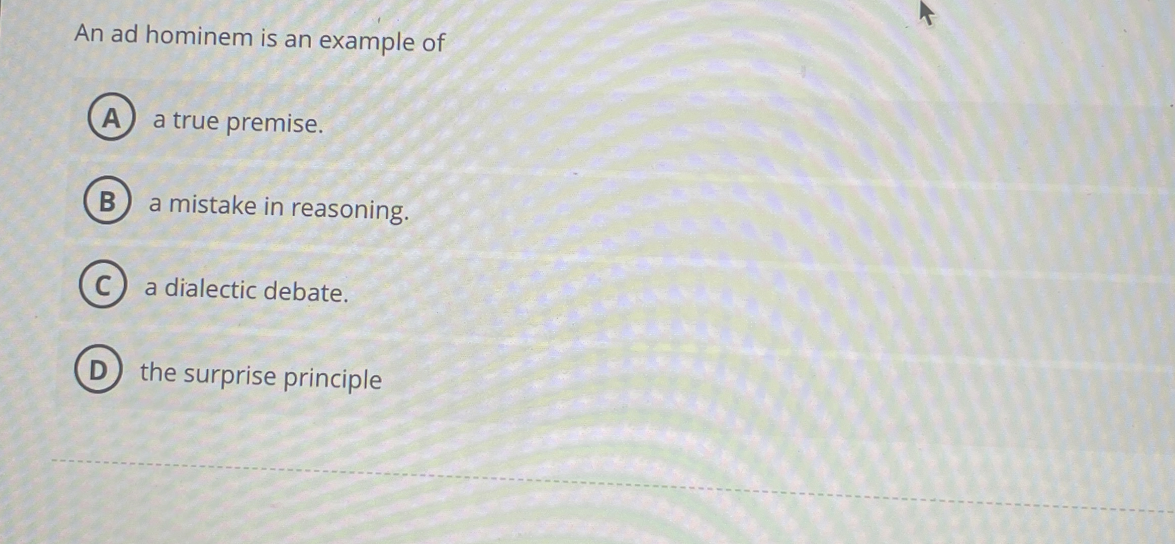 Solved An ad hominem is an example ofa true premise.a | Chegg.com