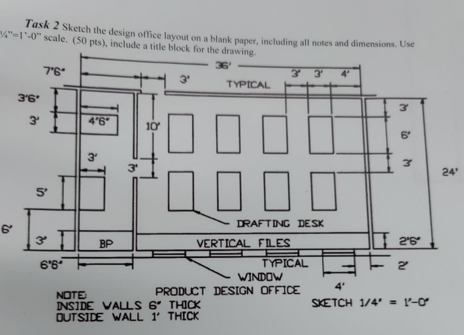 Task 2 Sketch the design office layout on a blank | Chegg.com