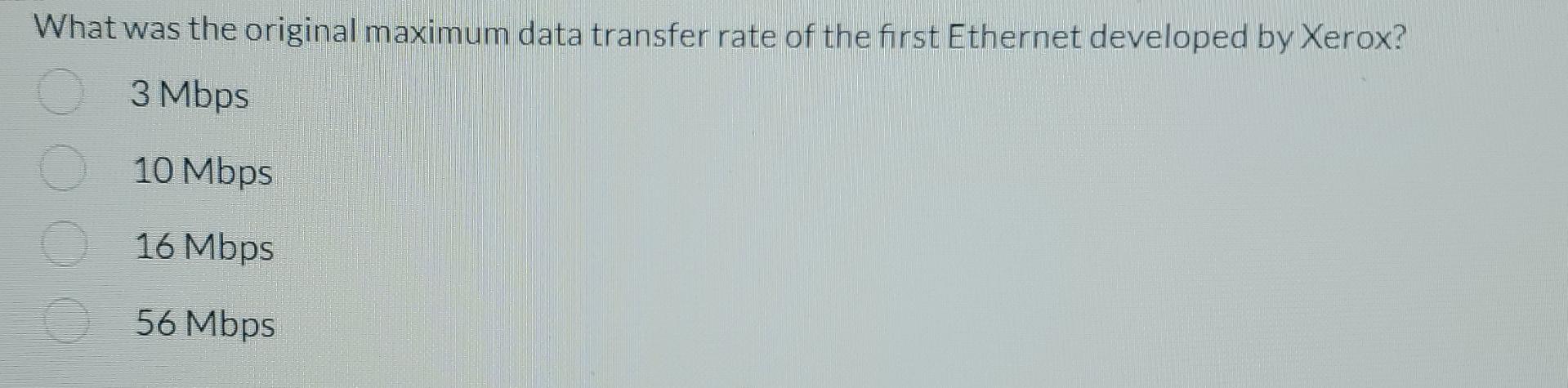 Solved What was the original maximum data transfer rate of | Chegg.com