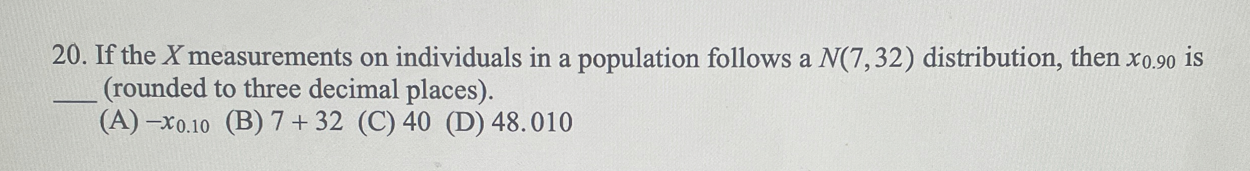Solved If the x ﻿measurements on individuals in a population | Chegg.com