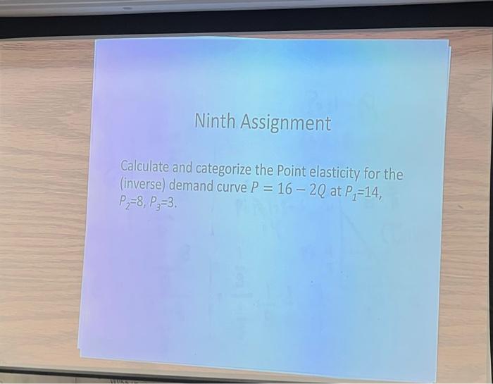 Solved Calculate and categorize the Point elasticity for the | Chegg.com