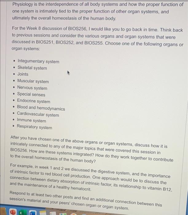 Solved Physiology is the interdependence of all body systems | Chegg.com