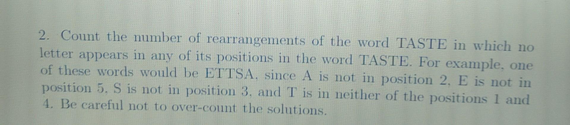 Solved 2. Count the number of rearrangements of the word | Chegg.com