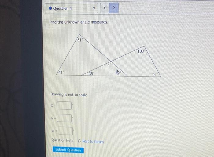 Solved Find the unknown angle measures. Drawing is not to | Chegg.com