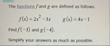 Solved The functions f ﻿and g ﻿are defined as | Chegg.com