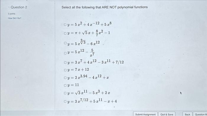 Solved Select all the following that ARE NOT polynomial | Chegg.com