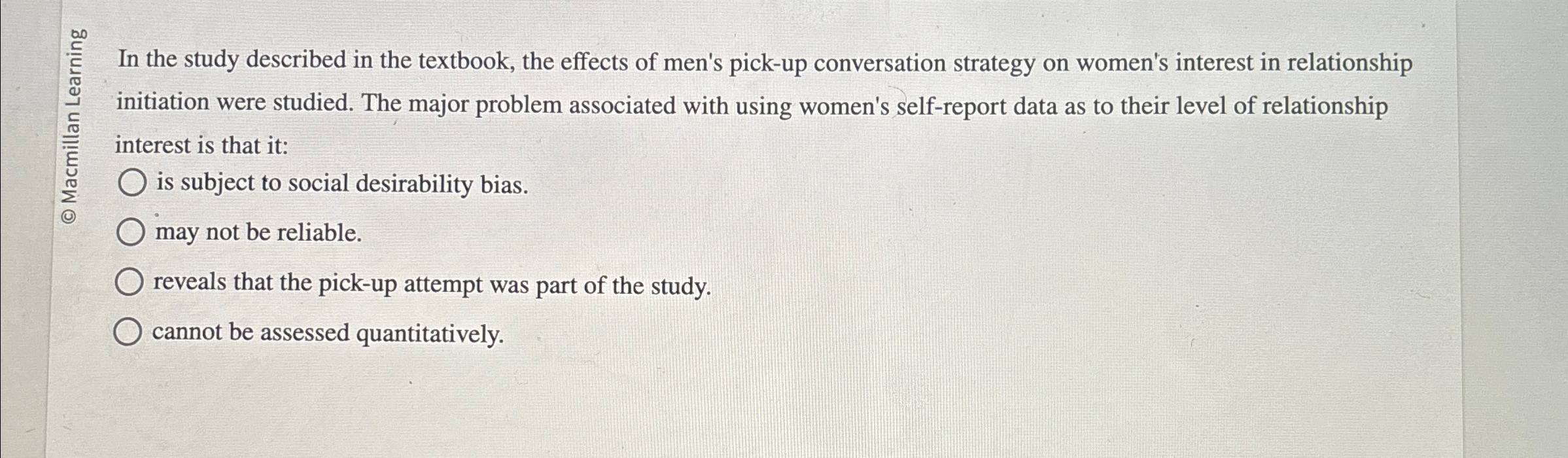 Solved In the study described in the textbook, the effects | Chegg.com