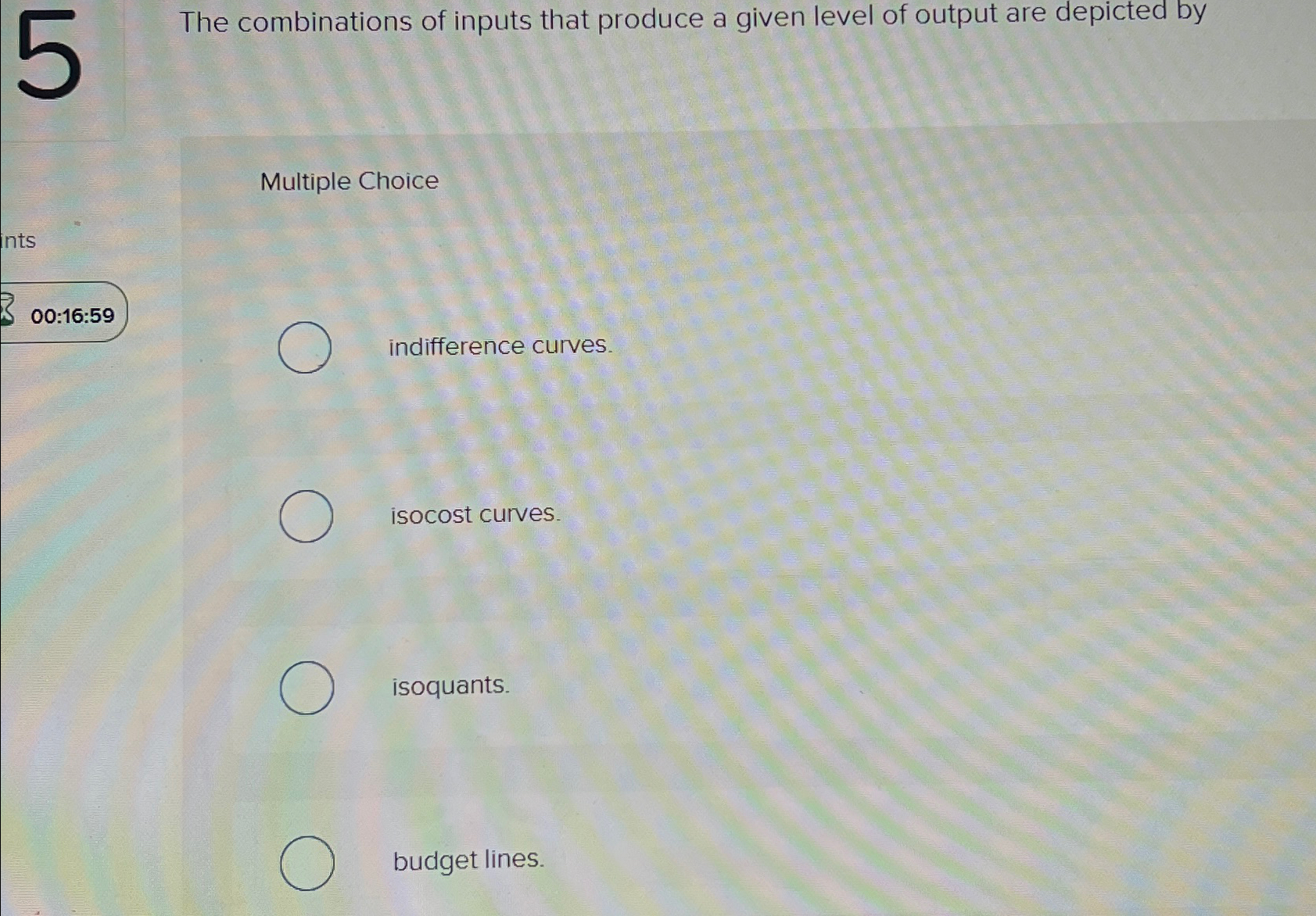 Solved The combinations of inputs that produce a given level | Chegg.com