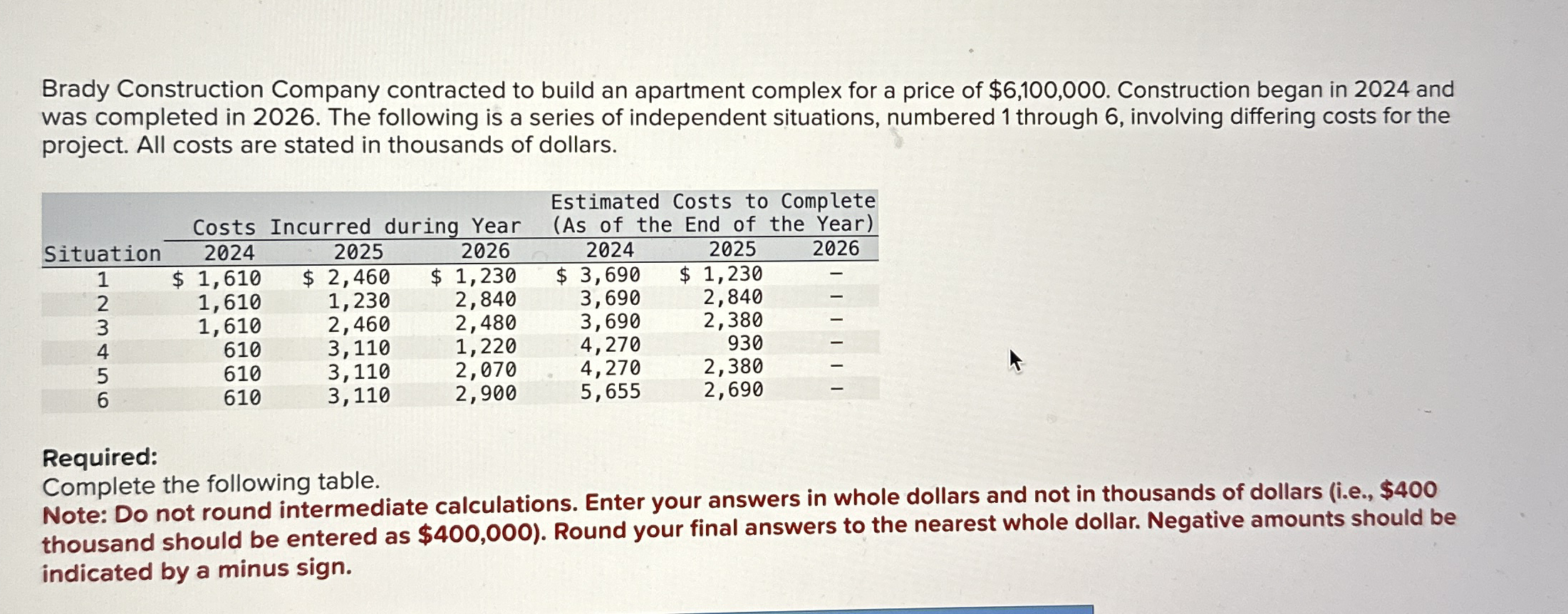 Solved Brady Construction Company contracted to build an | Chegg.com