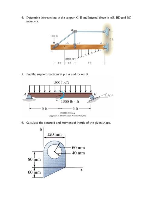 Solved 1. Determine the reactions at the pin support A and | Chegg.com