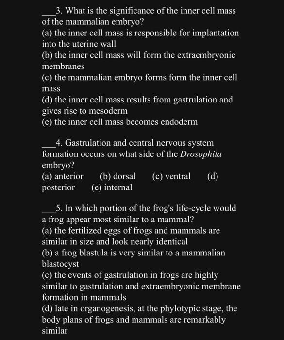 3. What is the significance of the inner cell mass of | Chegg.com