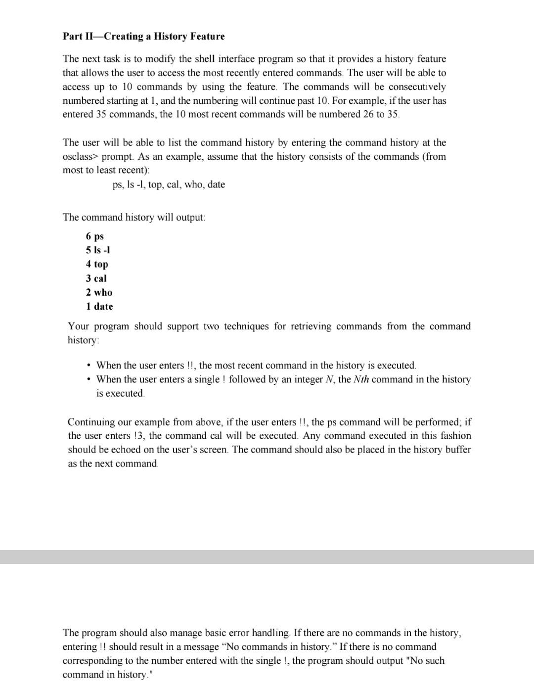 Solved Part II—Creating a History Feature The next task is | Chegg.com