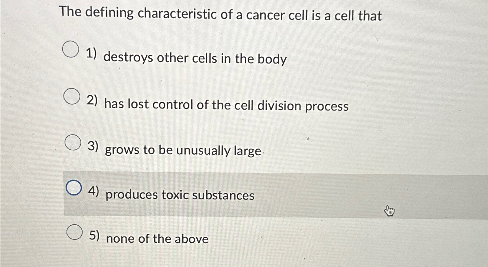 Solved The defining characteristic of a cancer cell is a | Chegg.com