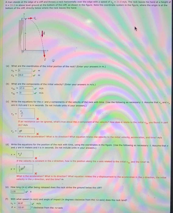 Solved A man stands at the edge of a dit and throws a rock | Chegg.com