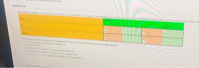Solved Nomat form Game: The table below provides a normat | Chegg.com