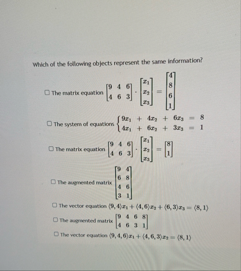 Solved Which of the following objects represent the same | Chegg.com