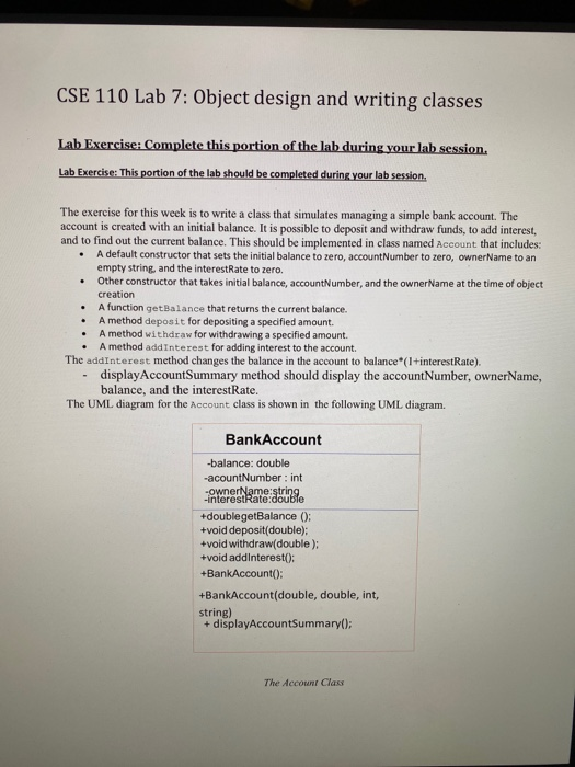 Solved Cse 110 Lab 7 Object Design And Writing Classes Lab 0134