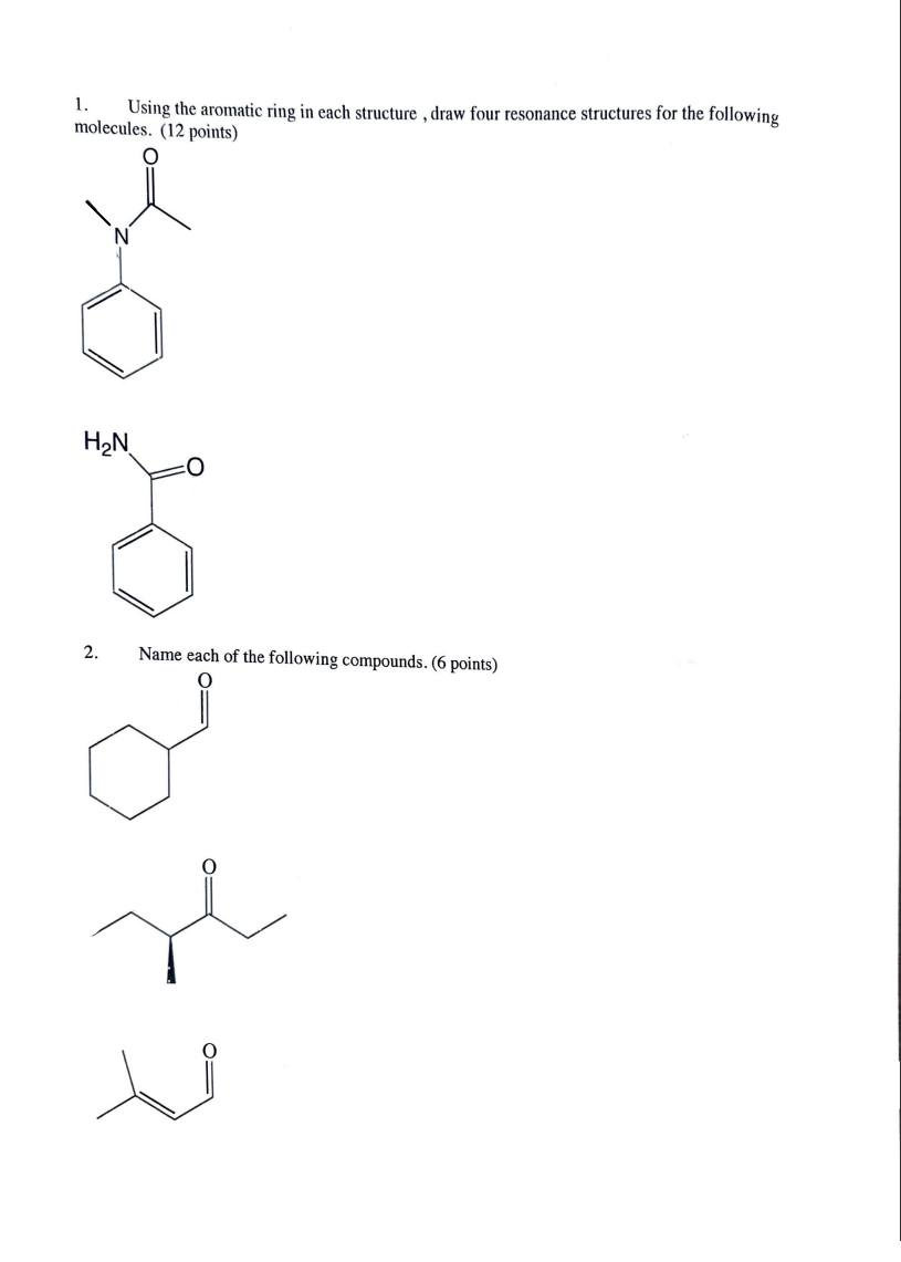 Solved Using the aromatic ring in each structure, draw four | Chegg.com