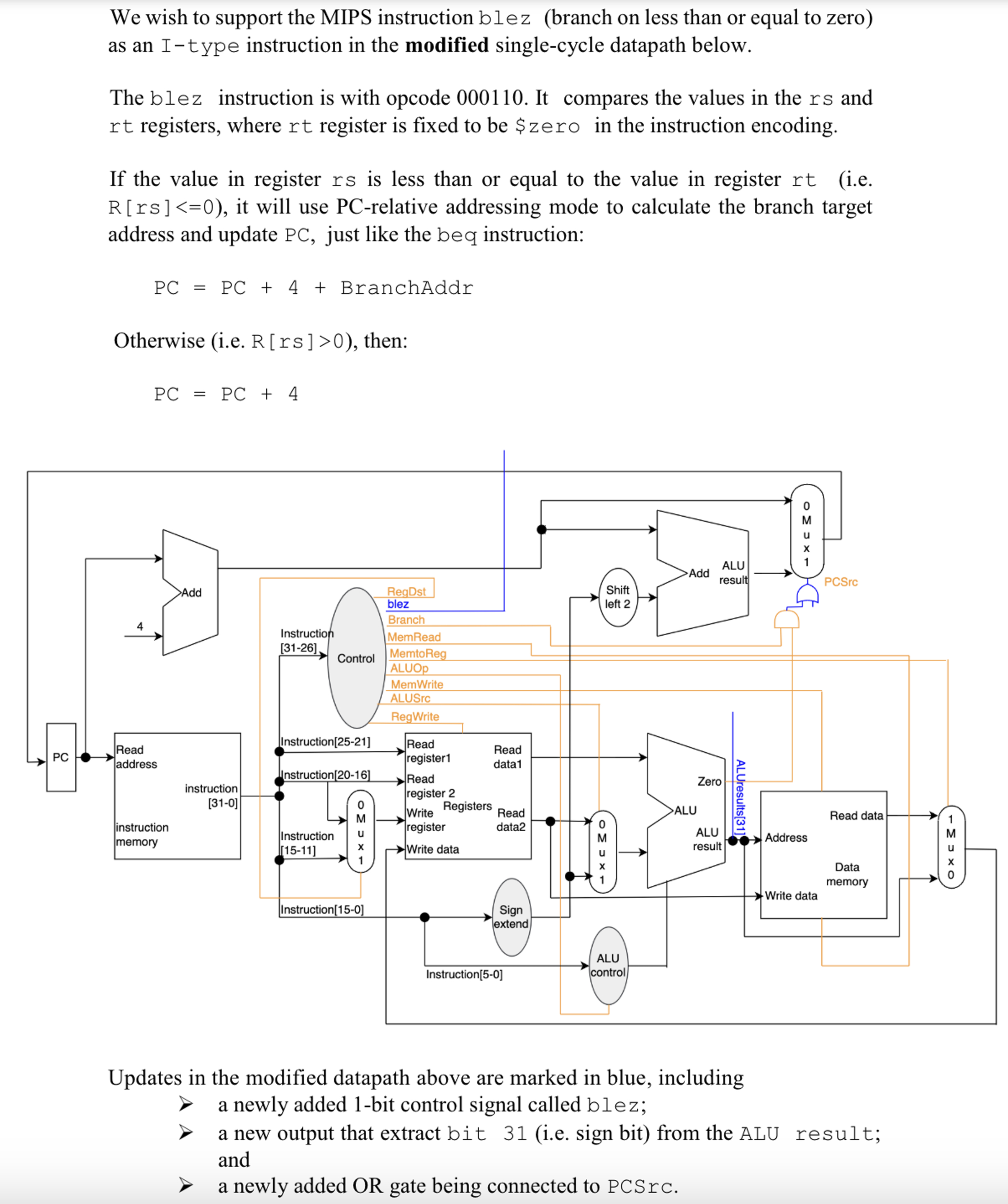 Solved Base on the modified datapath, finish the table in | Chegg.com