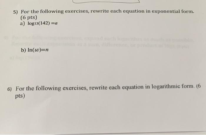 Solved 5) For the following exercises, rewrite each equation | Chegg.com