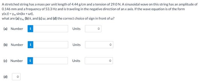 Solved A stretched string has a mass per unit length of 4.44 | Chegg.com