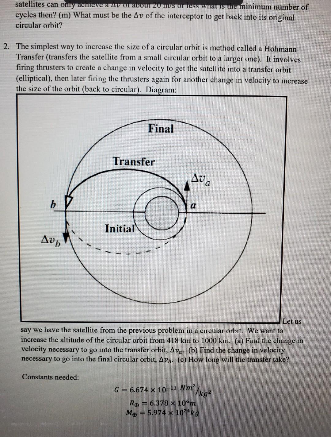 Solved Question 1 ﻿on Circular Coplanar RendezvousQuestion 2 | Chegg.com